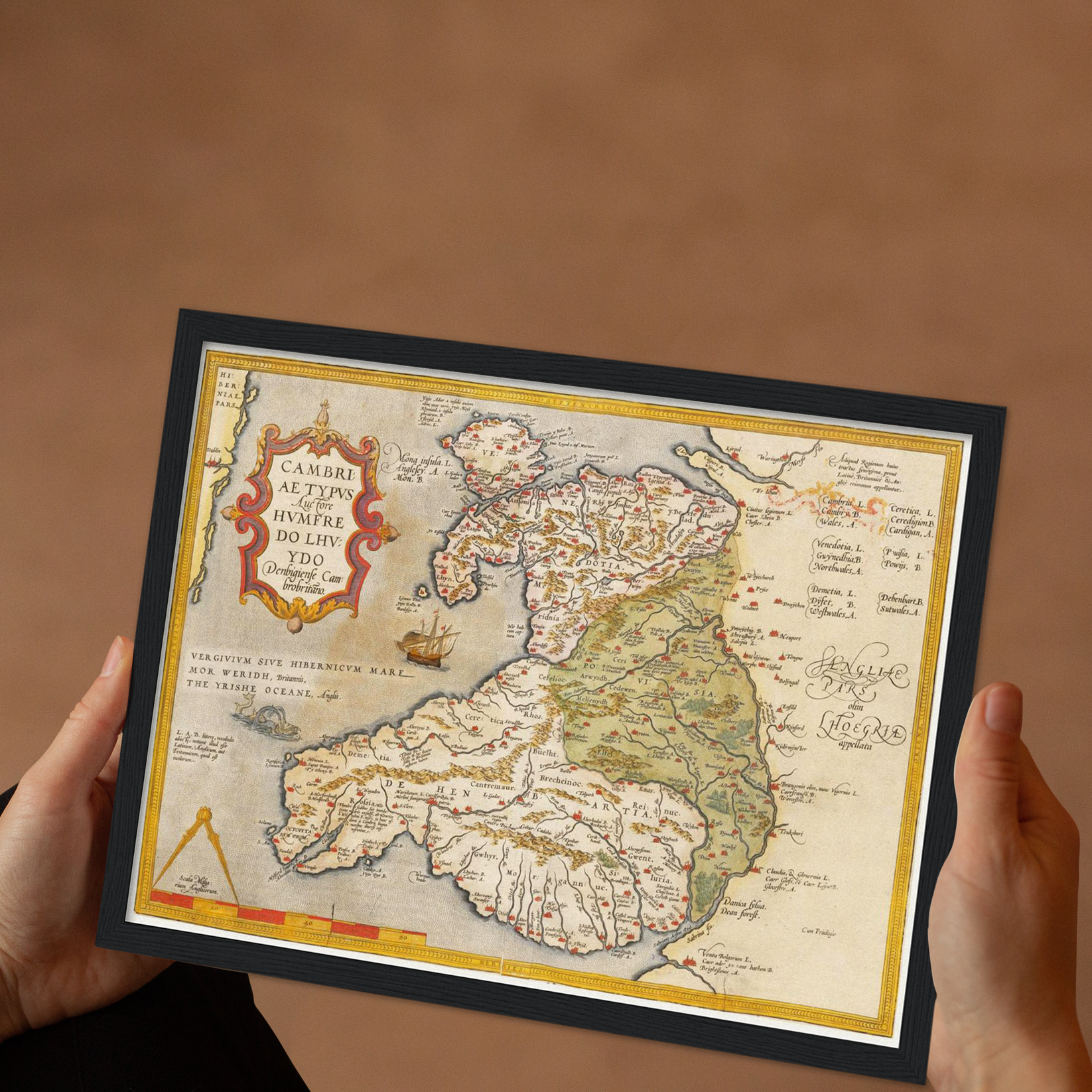 Landkarte Wales um 1609 | Kartenhandlung Rothert