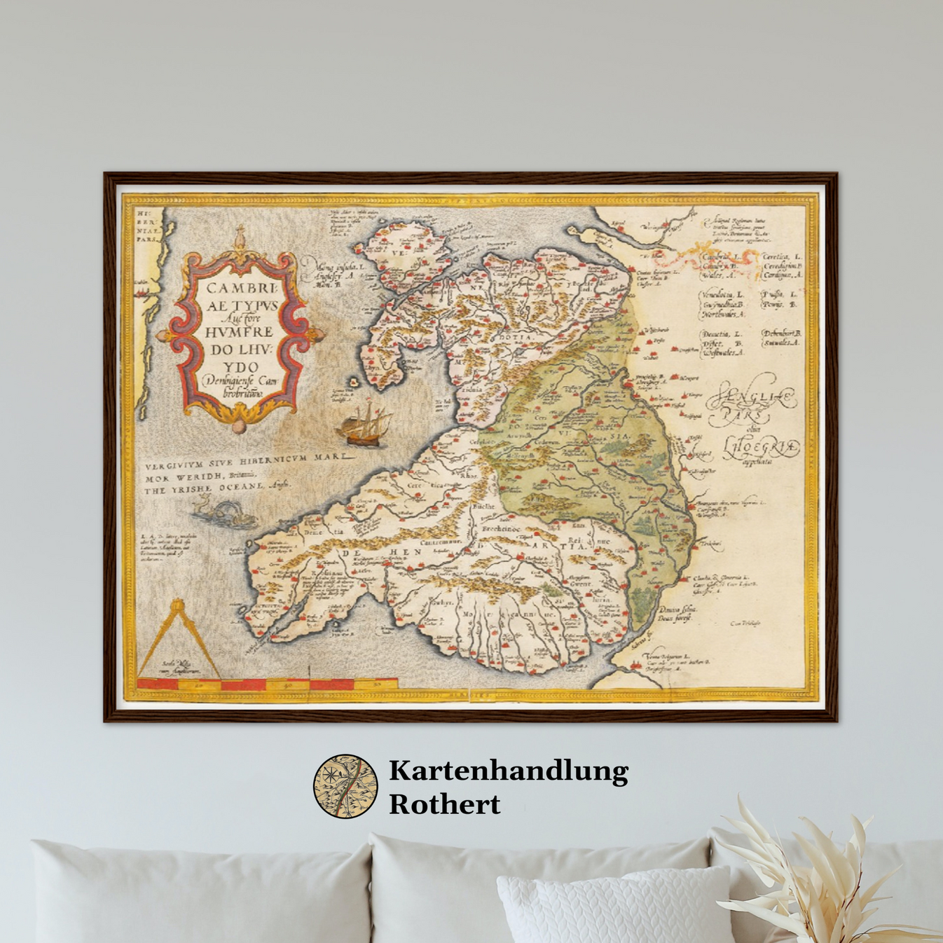 Landkarte Wales um 1609 | Kartenhandlung Rothert